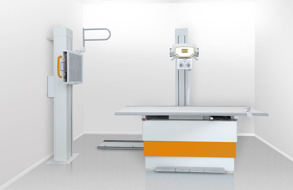 Digital X-ray system with bucky table and wall stand